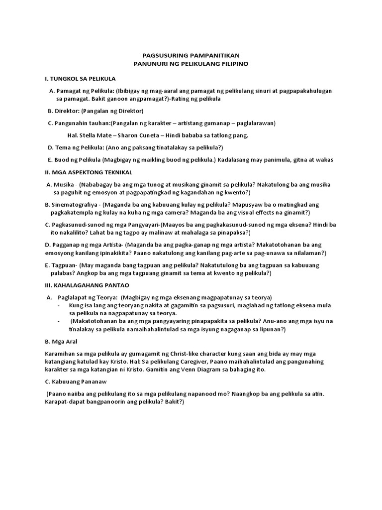 Pagsusuri NG Pelikula Pormat | PDF