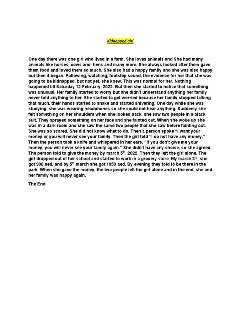 The Story of The Girl Who Got Kidnapped | PDF