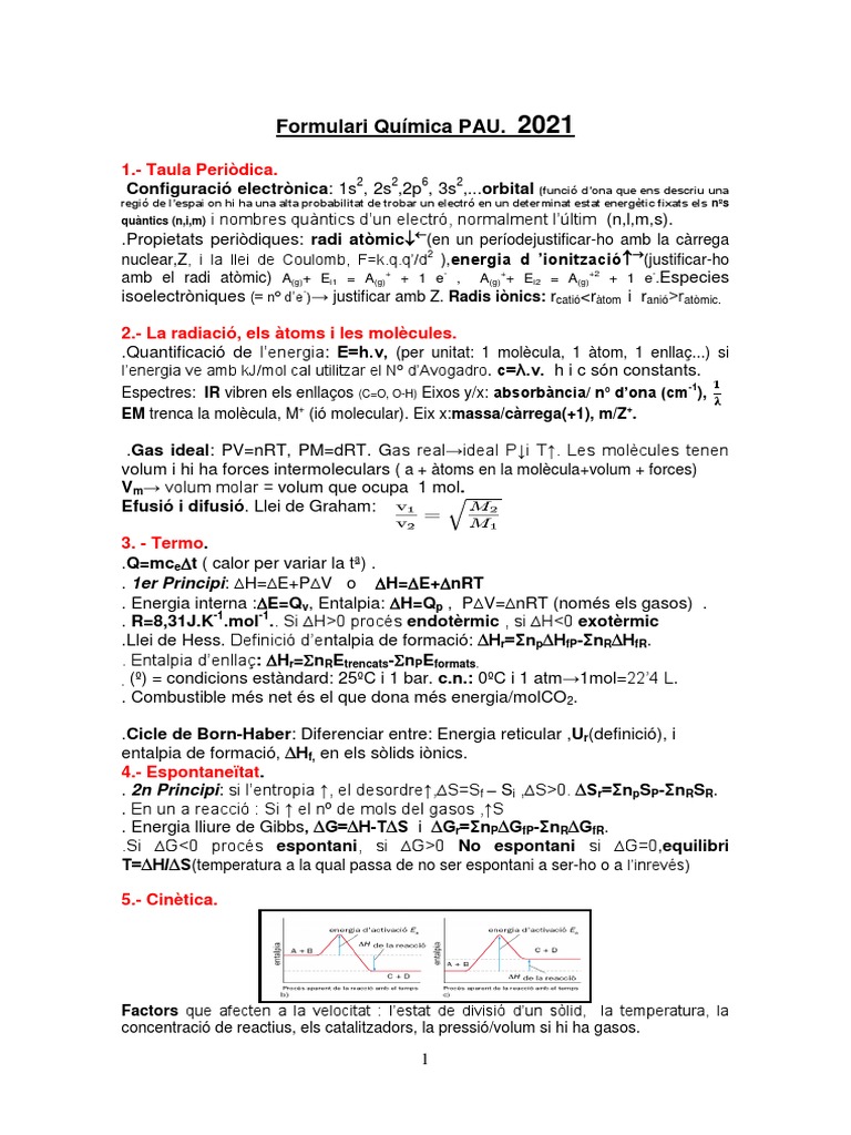 Formules PAU.2021 | PDF