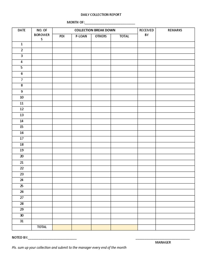 Daily Collection Report | PDF