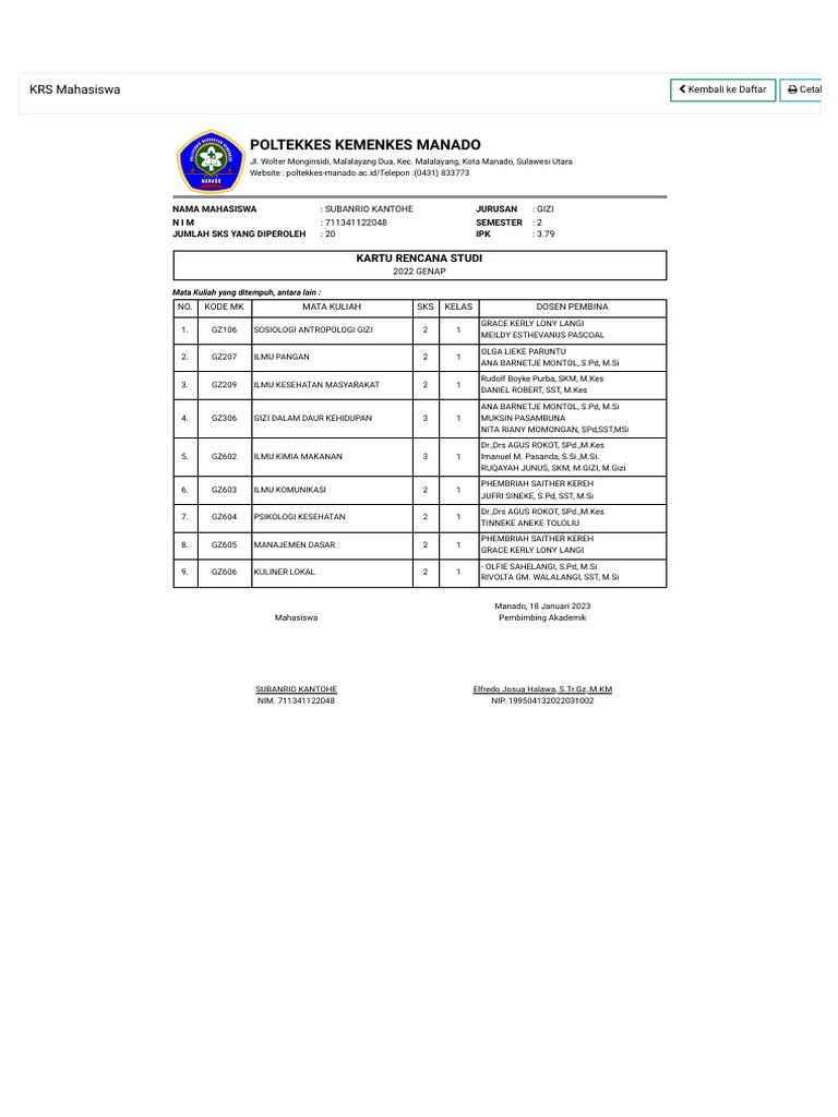Krs Mahasiswa Pdf