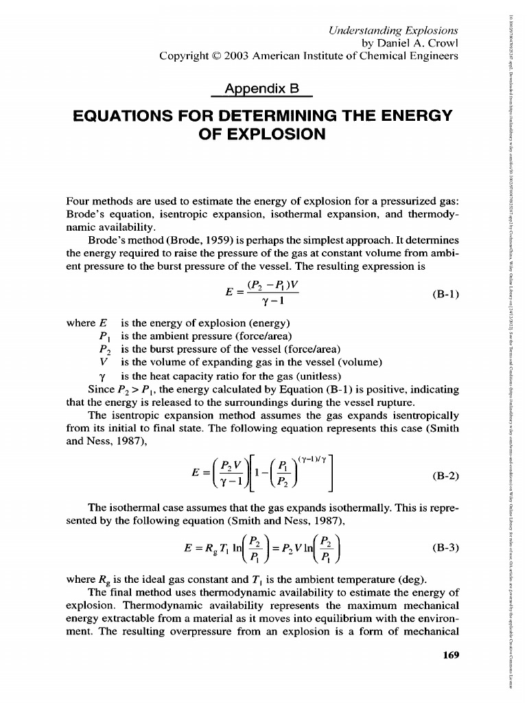 Understanding Explosions - Appendix B Equations For Determining The ...