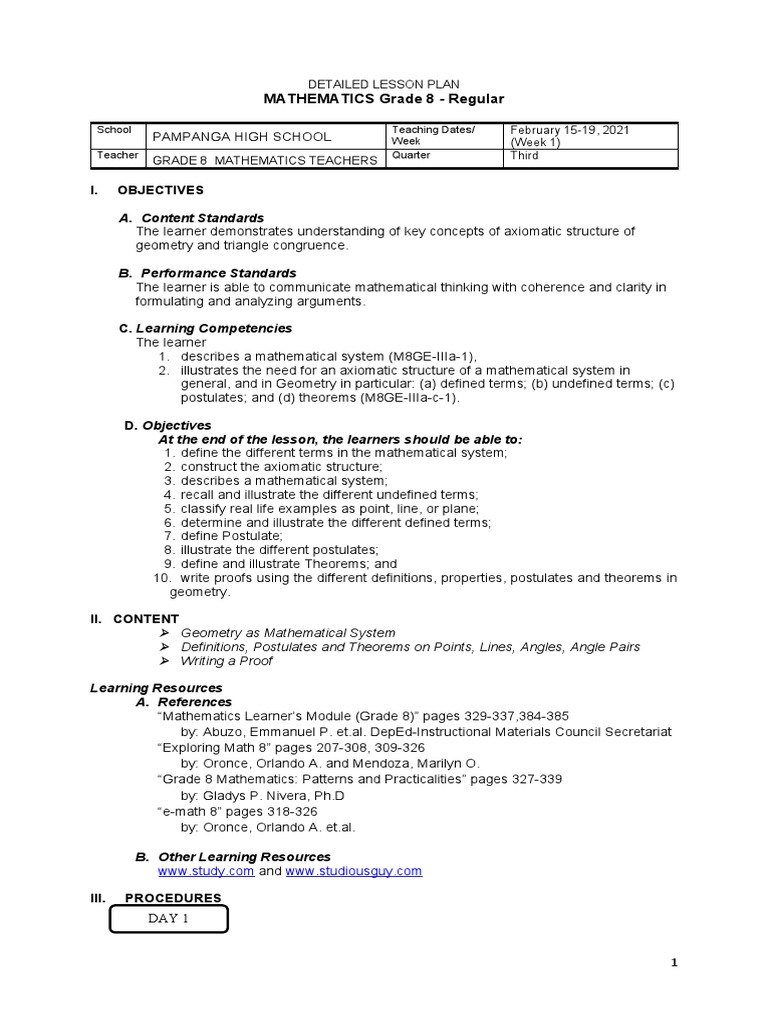 Q3 Grade 8 Week 1 | PDF | Teaching Methods & Materials