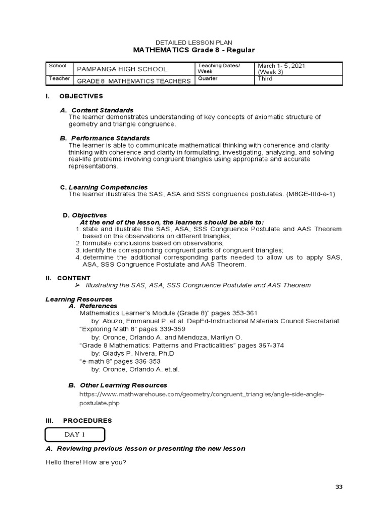 Q3 Grade 8 Week 3 | PDF | Triangle | Geometry