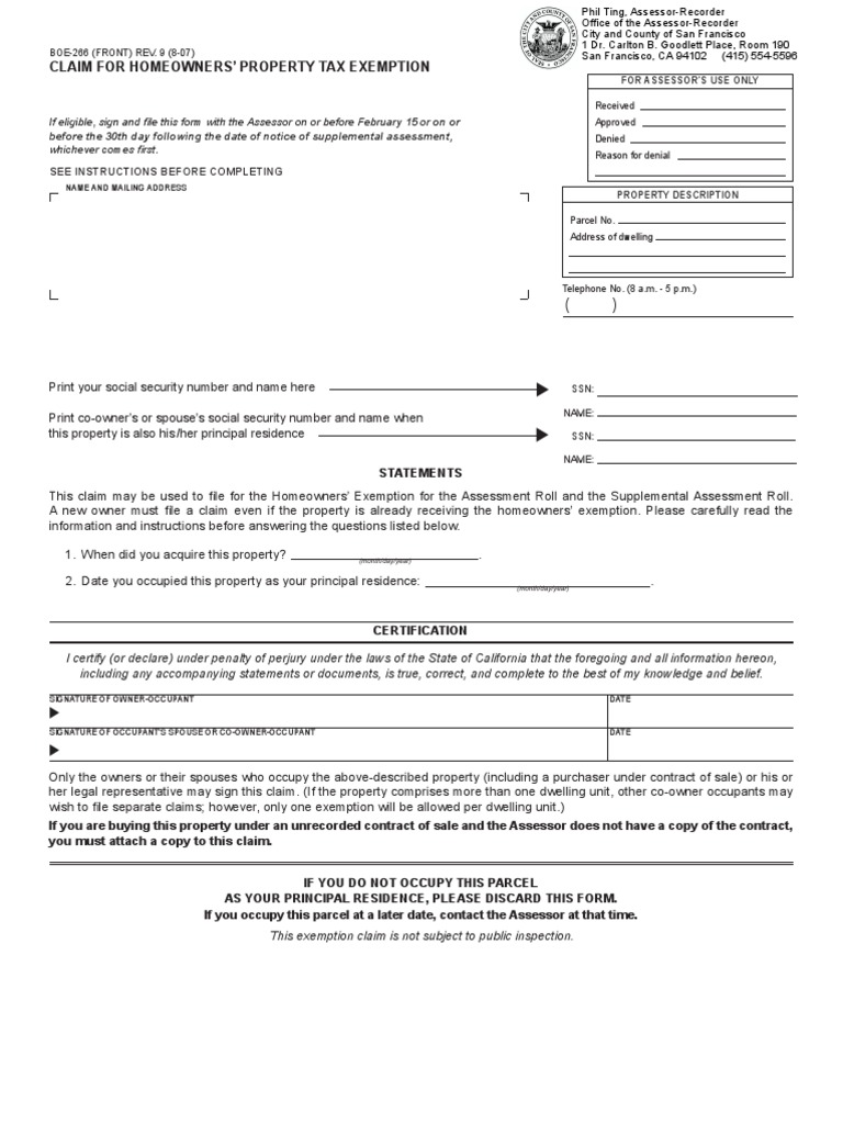 Boe 266 | PDF | Social Security Number | Social Security (United States)