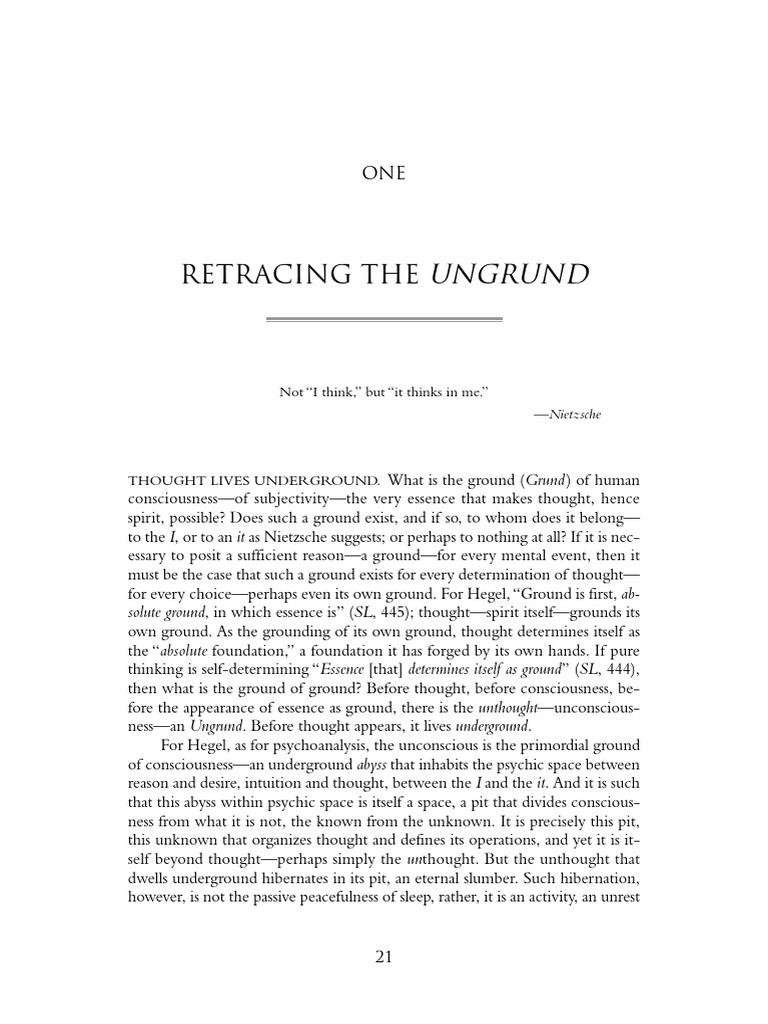 RETRACING THE UNGRUND | PDF | Georg Wilhelm Friedrich Hegel | Immanuel Kant
