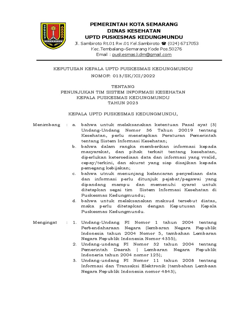 SK Tim Sip Puskesmas 2022 | PDF