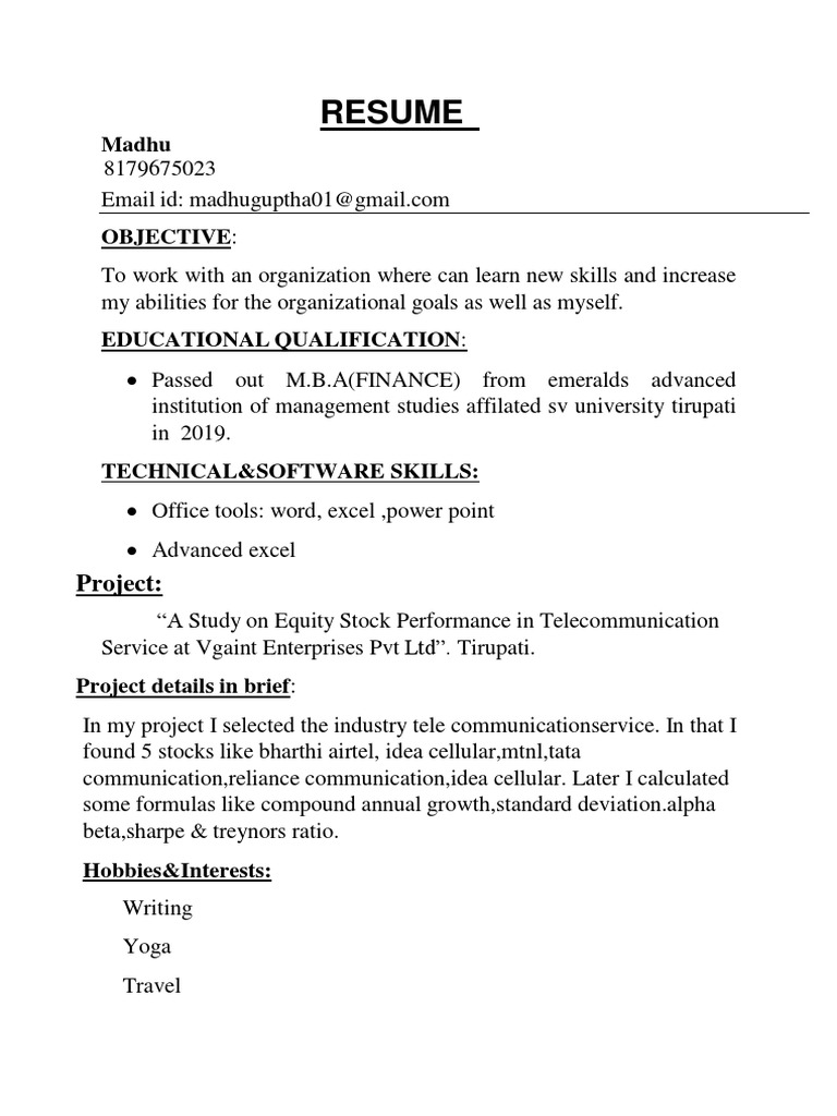 Madhu (New Resume) | PDF