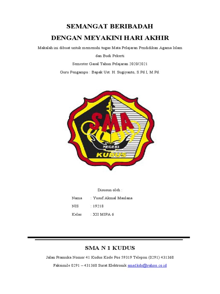 Cover Makalah Agama Sma 1 Kudus | PDF