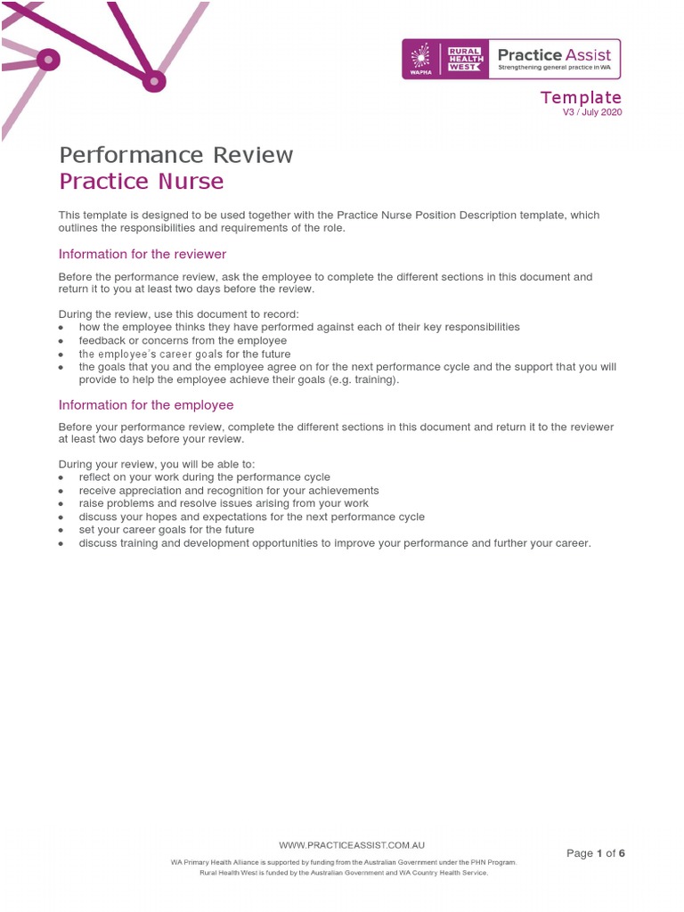 Practice Nurse Performance Review Template | PDF | Family Medicine ...