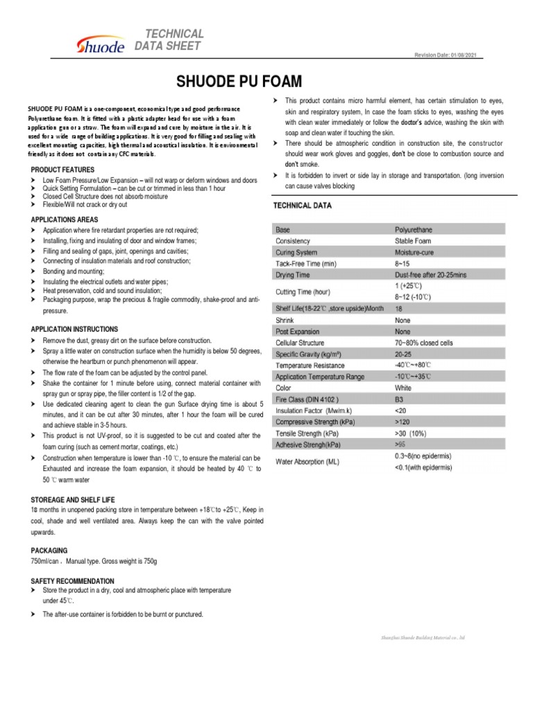 Shuode PU Foam | PDF | Thermal Insulation | Foam