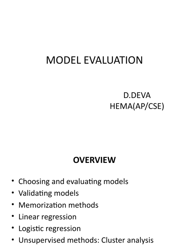 Model Evaluation | PDF | Regression Analysis | Coefficient Of Determination