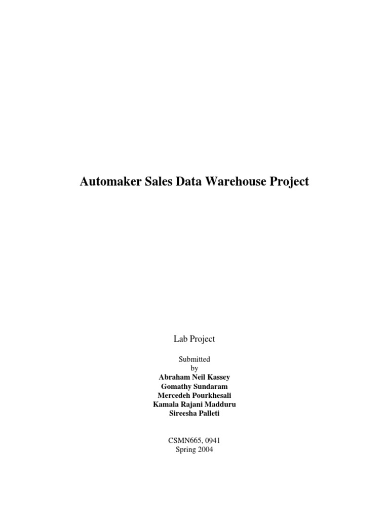 SAMPLE Data Warehouse Project Documentation | PDF | Data Warehouse | Databases