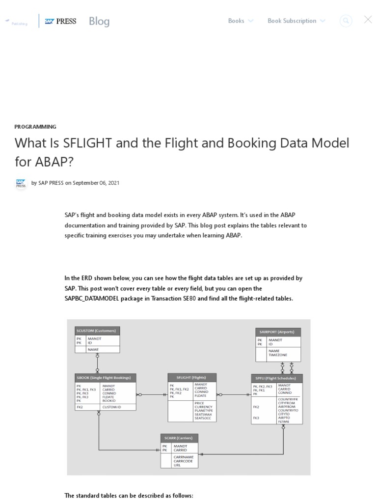 SFLIGHT and The Flight and Booking Data Model For ABAP | PDF | Business