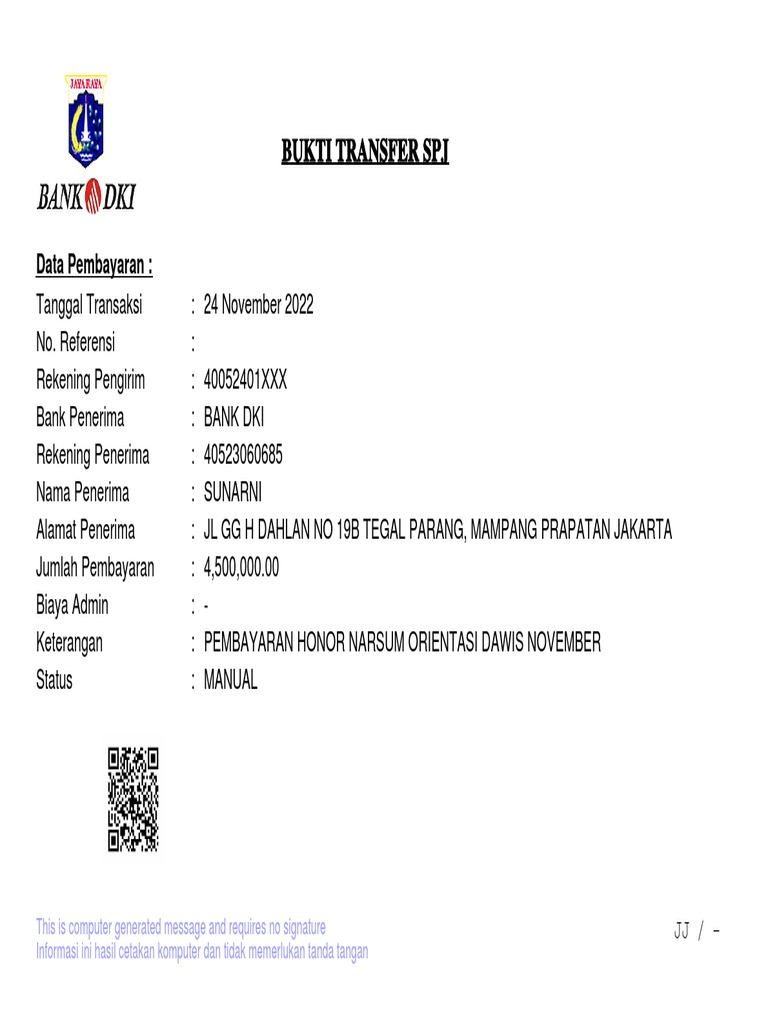 Bukti Transfer BKU NO 787 20221130 | PDF