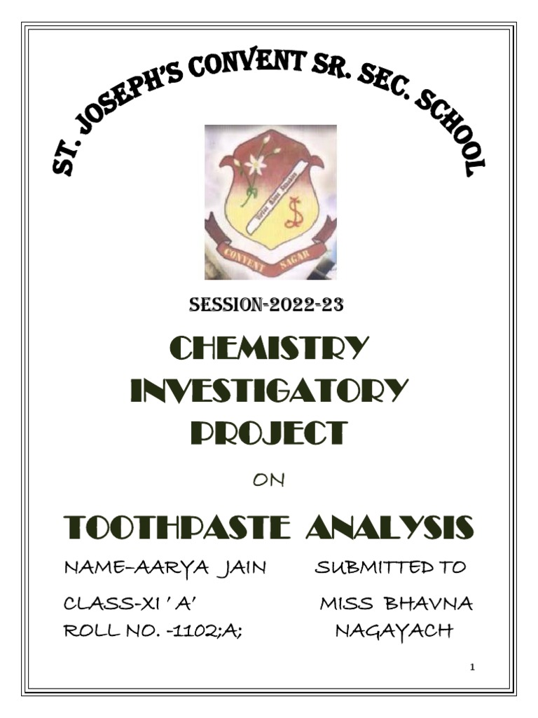 Toothpaste Analysis Project Report | PDF | Ammonium | Chemistry