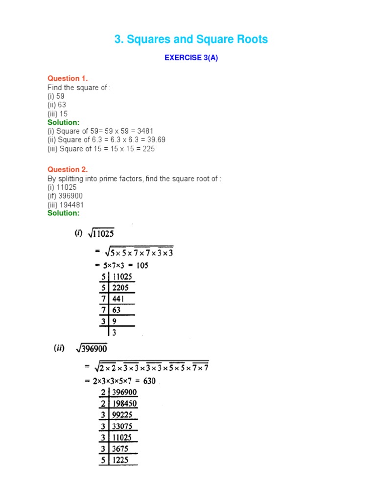 Square Roots and LCM Exercises | PDF | Numbers | Arithmetic