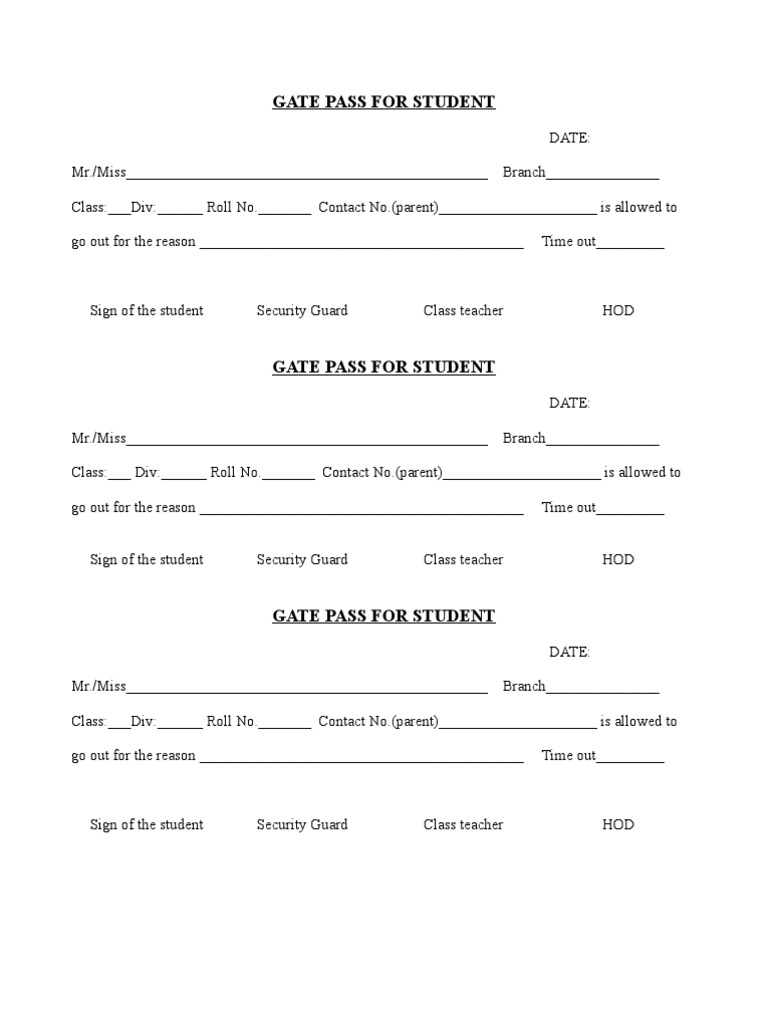 Gate Pass | PDF
