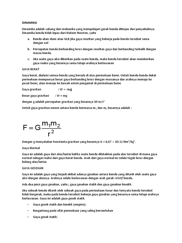 Bab 3 Dinamika | PDF