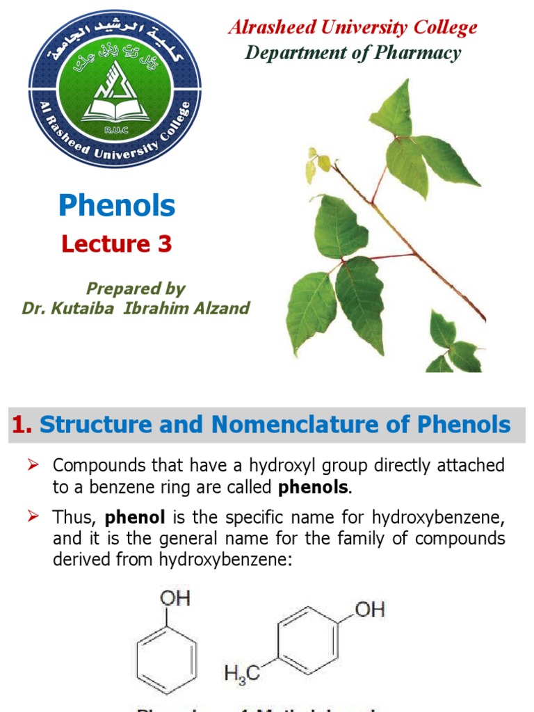 Lecture 3 - Phenol | PDF | Acid | Ether