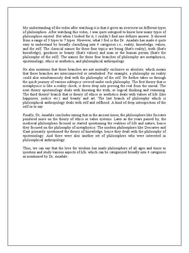 Overview of Four Philosophy Branches | PDF