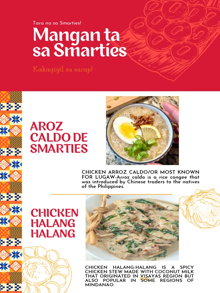 Red Vibrant Geometric Patterns Kakanin Food Menu | PDF