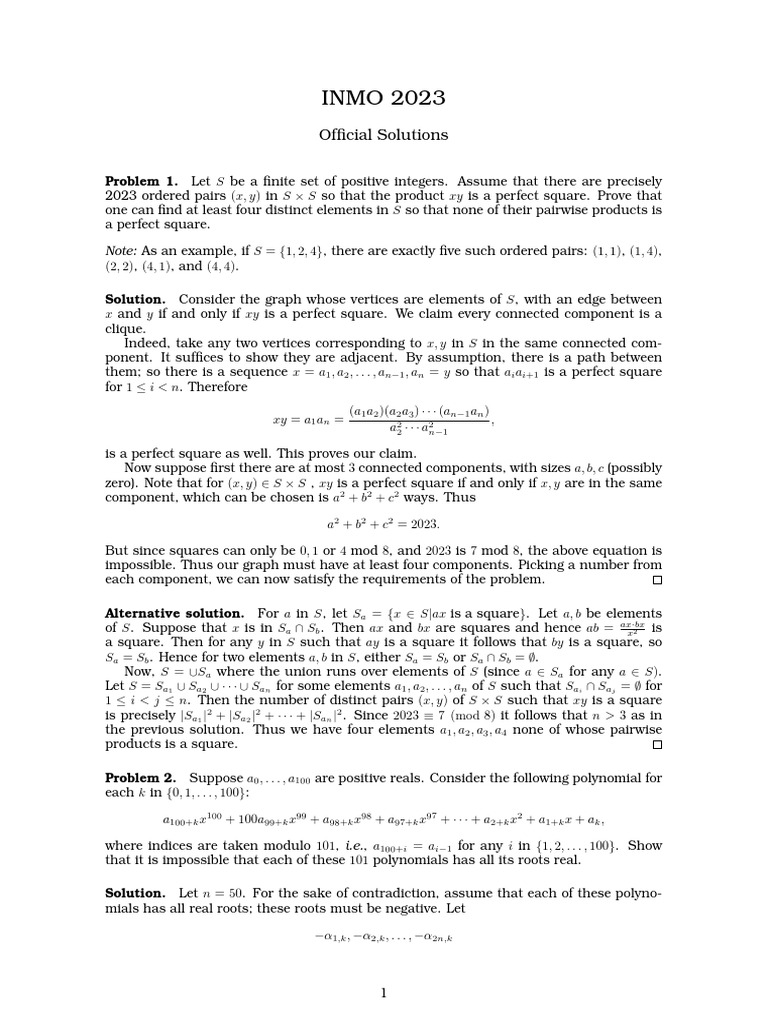 INMO 2023-Sols | PDF | Circle | Triangle