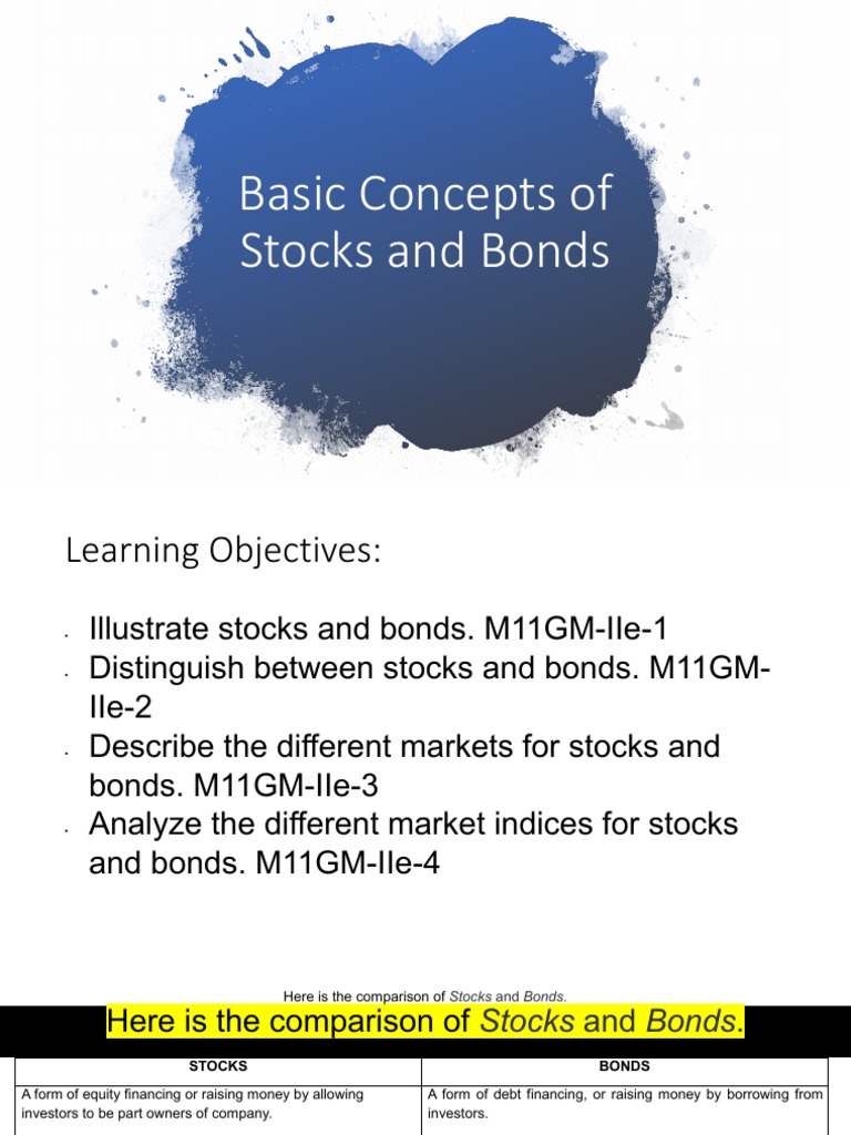 Stocks and Bonds: Key Concepts Explained | PDF | Bonds (Finance) | Stocks