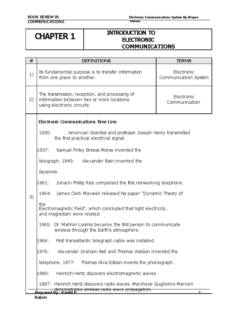 Electronic Communication System Tomasi Reviewer | PDF