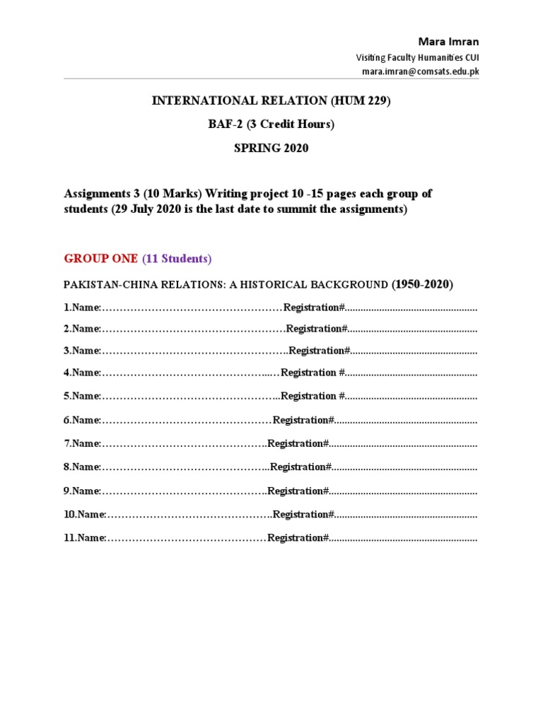 Assignments-BAF-2 (HUM 221) | PDF | International Relations | Diplomacy