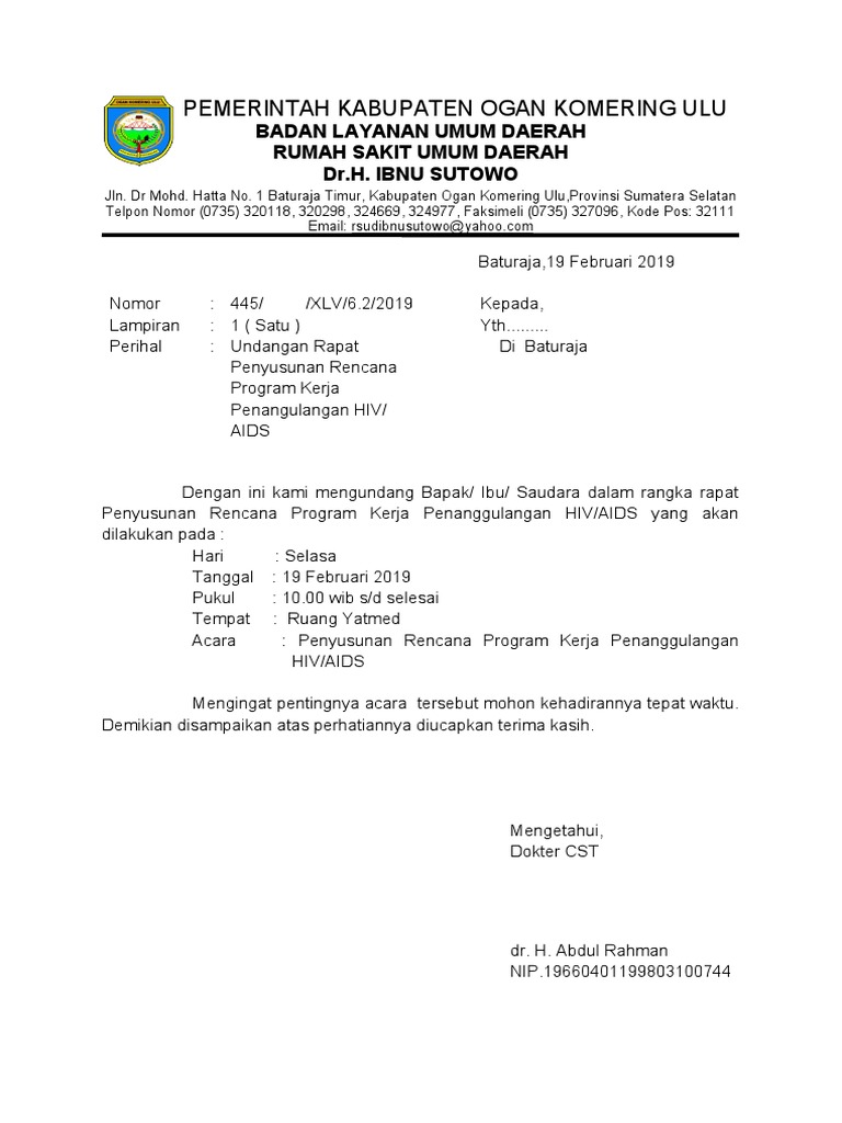 Undangan Rapat Penyusunan Program | PDF