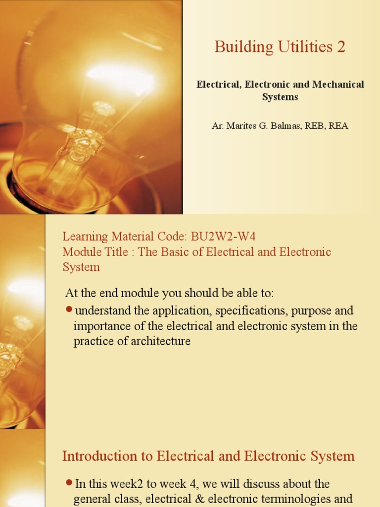Building Utilities 2: Understanding Electrical and Electronic Systems | PDF | Series And ...