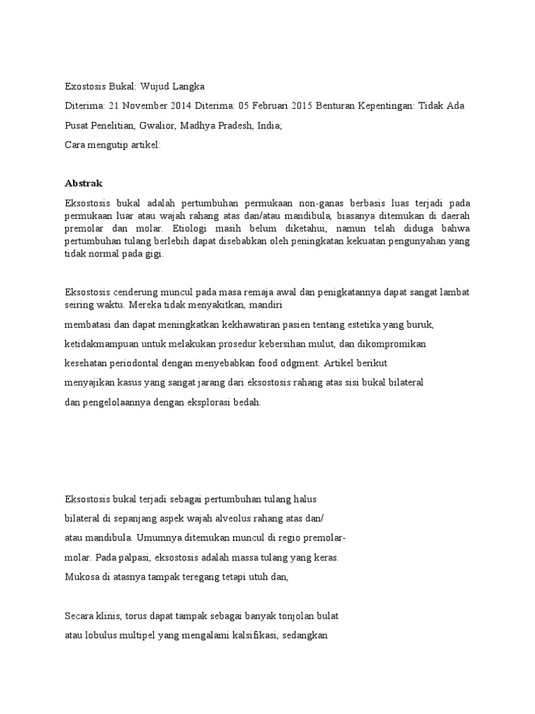 Exostosis Bukal | PDF