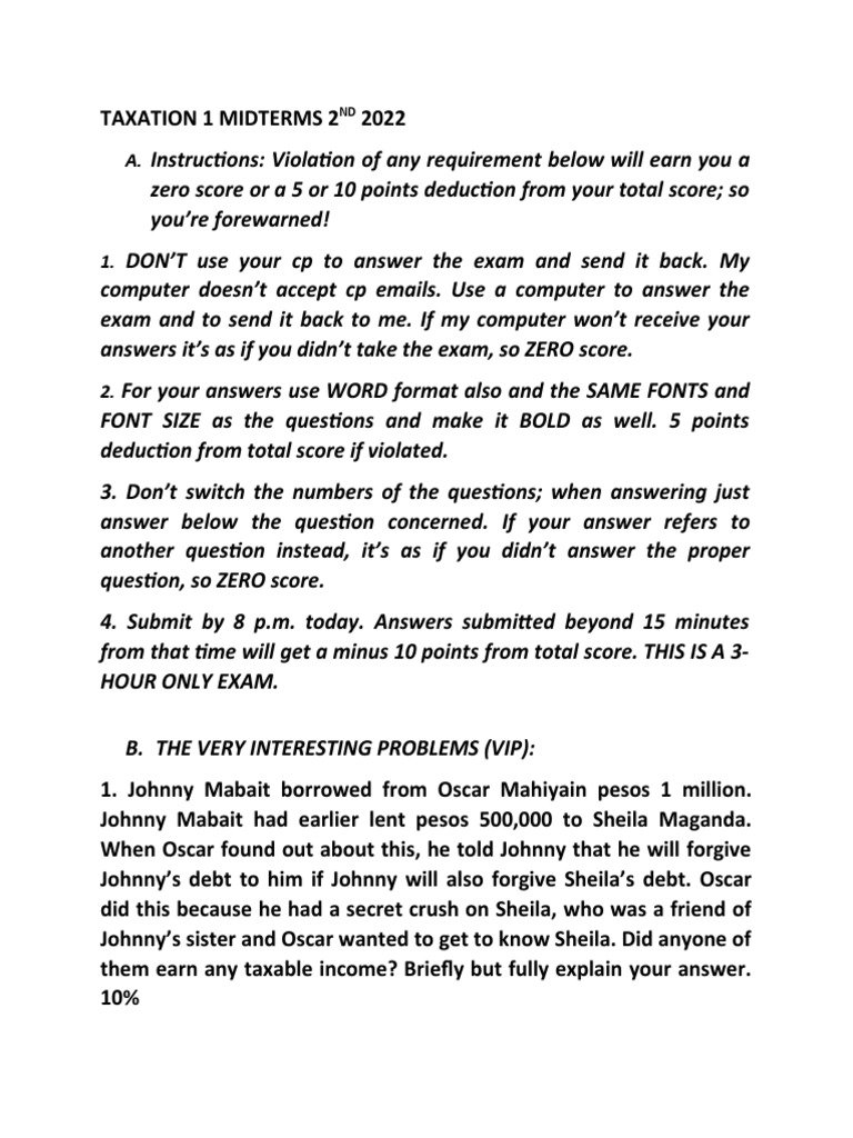 Taxation 1 Midterm 2022 | PDF | Taxes | You Tube