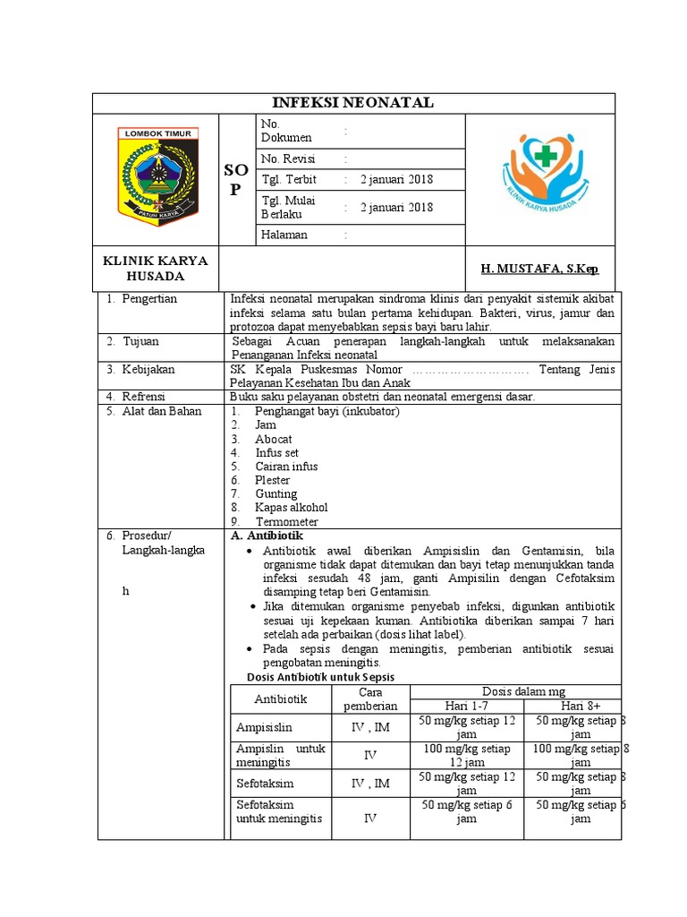 SOP INFEKSI NEONATAL Fix | PDF