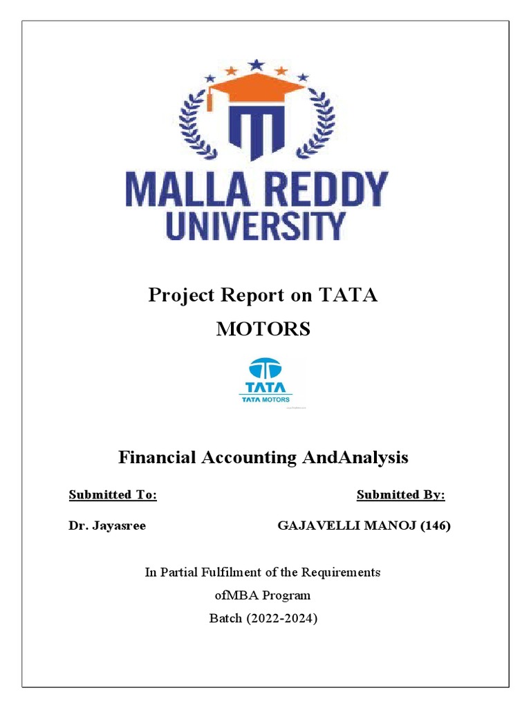 Tata Motors Financial Analysis Project | PDF | Cash Flow Statement ...