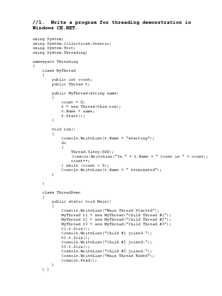 Write A Program For Threading Demonstration in | PDF | Double Click ...
