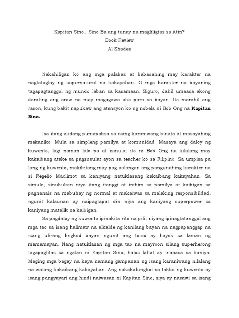 Kapitan Sino Essay | PDF