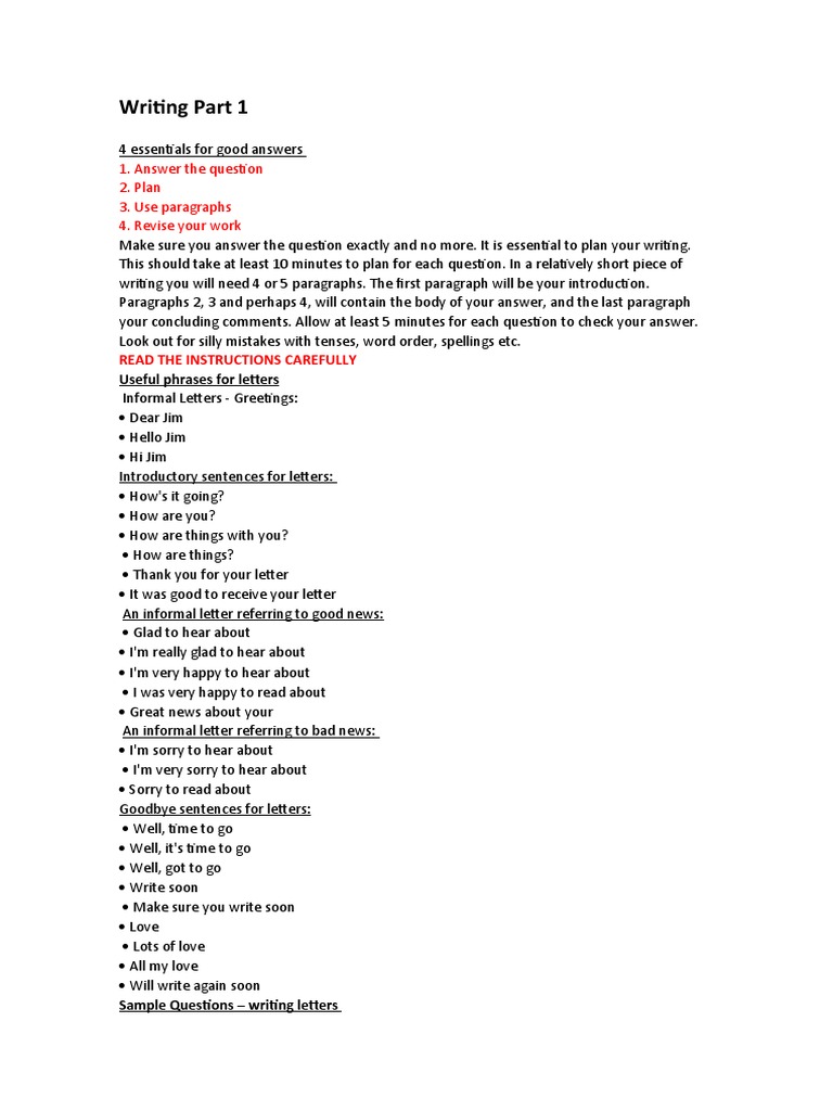 Writing Part 1 and 2 | PDF | Ellipsis