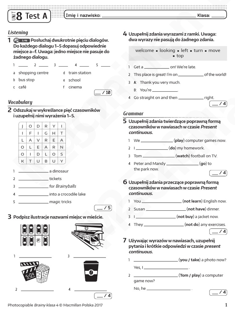 Brainy kl4 Unit Test 8 A | PDF