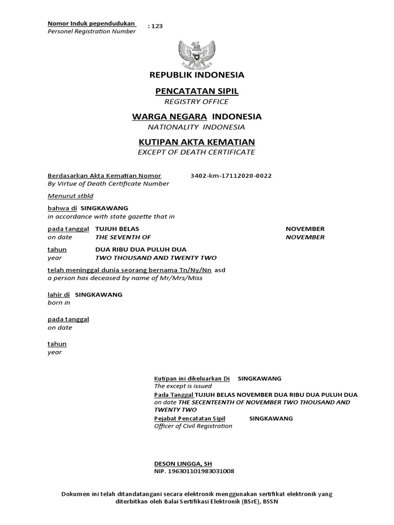 Akta Kematian | PDF