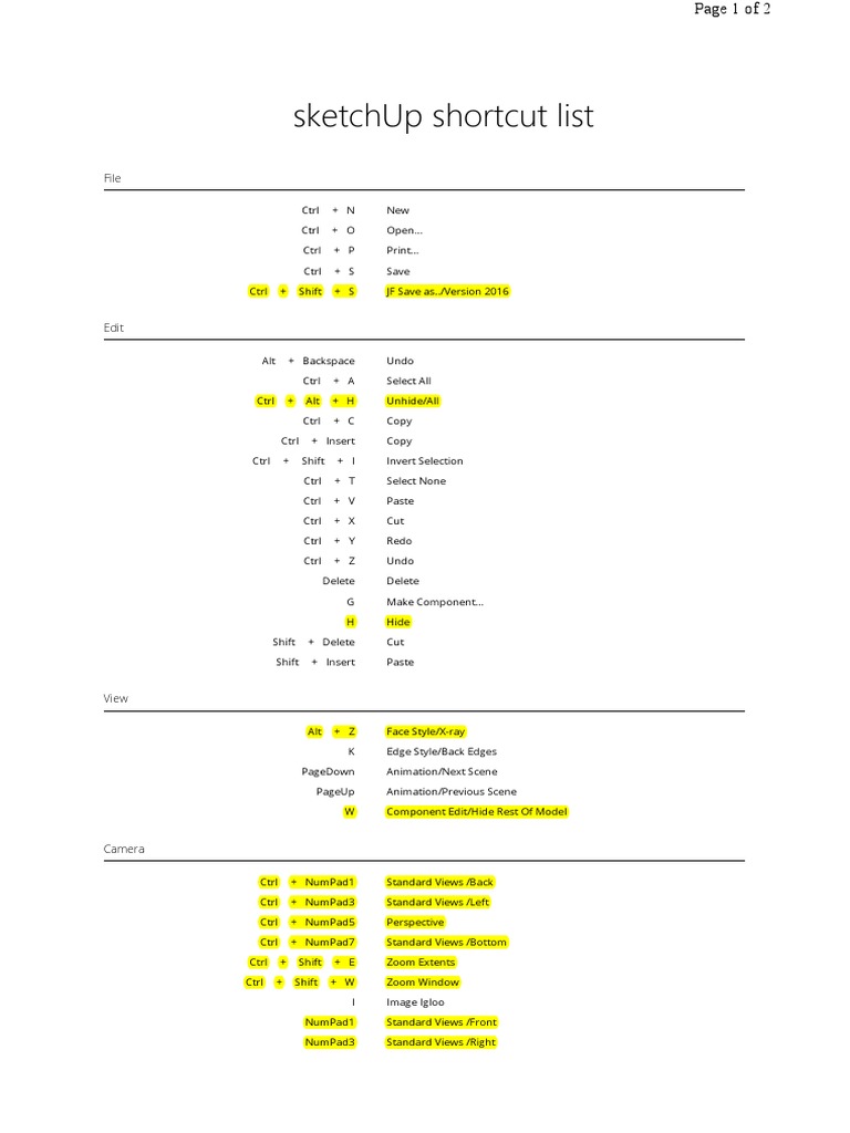 Sketchup - Shortcut - MG Design | PDF | Control Key | Computing