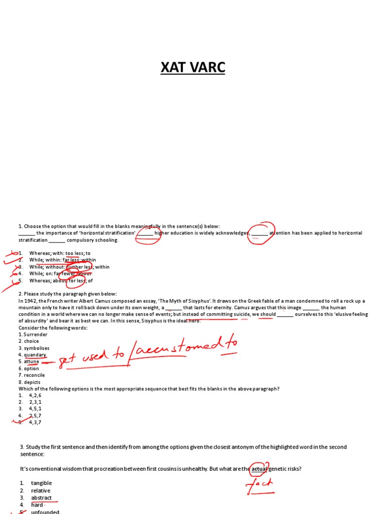 XAT VALR and DM Pratice 30122022 With Answers | PDF | Retail | Franchising