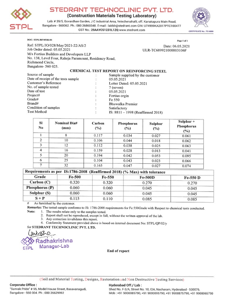 MTC 3rd Party For Fe550 Grade | PDF