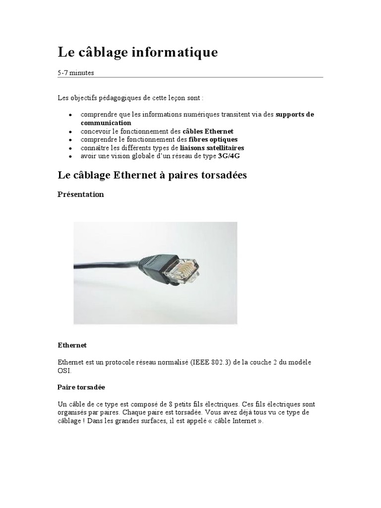 Guide sur le câblage informatique | PDF | Ethernet | Fibre optique