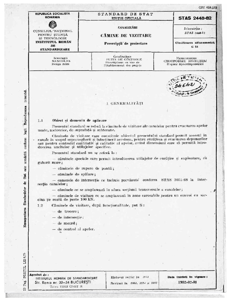 Stas 2448-82 Canalizare Camine | PDF