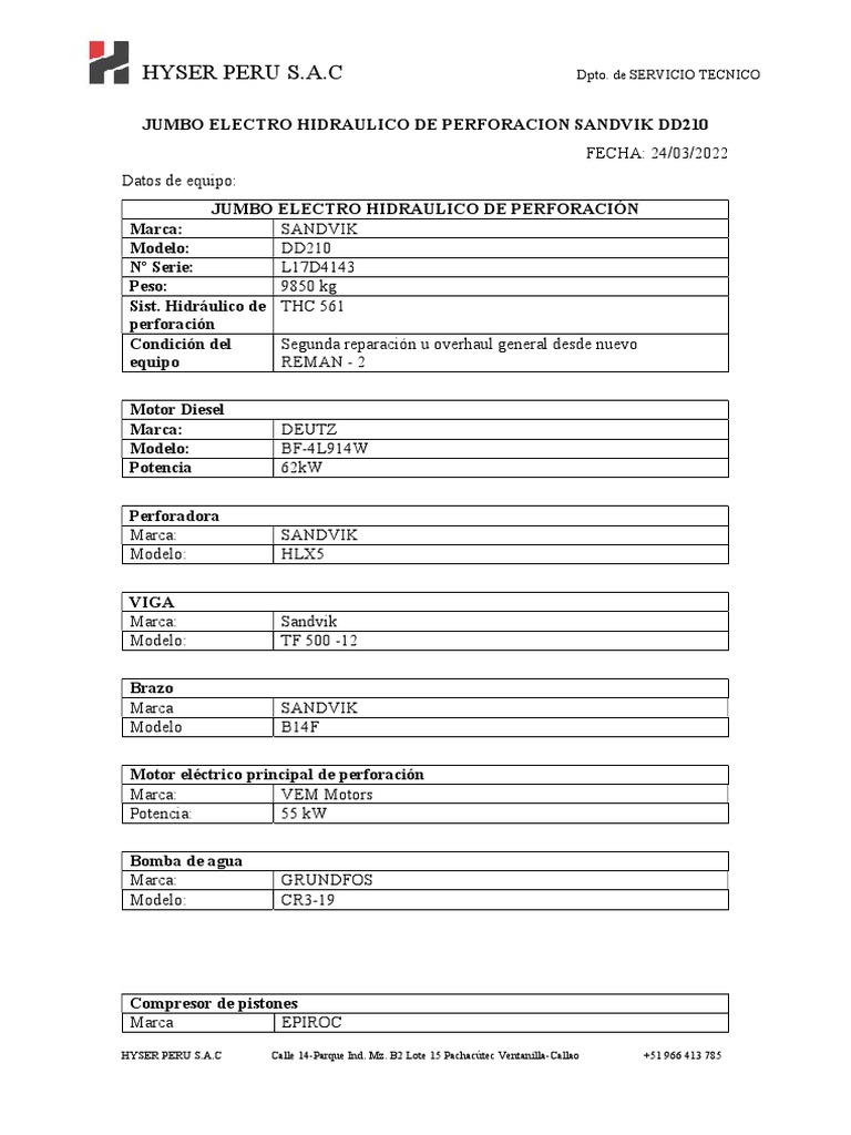Ficha Tecnica DD210 Hyser | PDF | Vehículos | Tecnologías automotrices