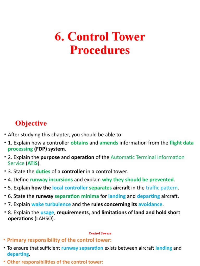6 (Control Tower Procedures) | PDF | Air Traffic Control | Instrument ...
