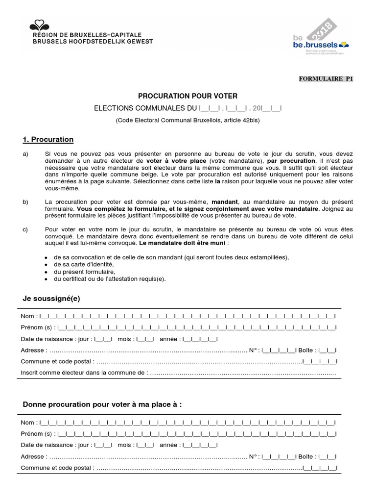 Formulaire de Procuration pour Voter | PDF | Vote | Gouvernement