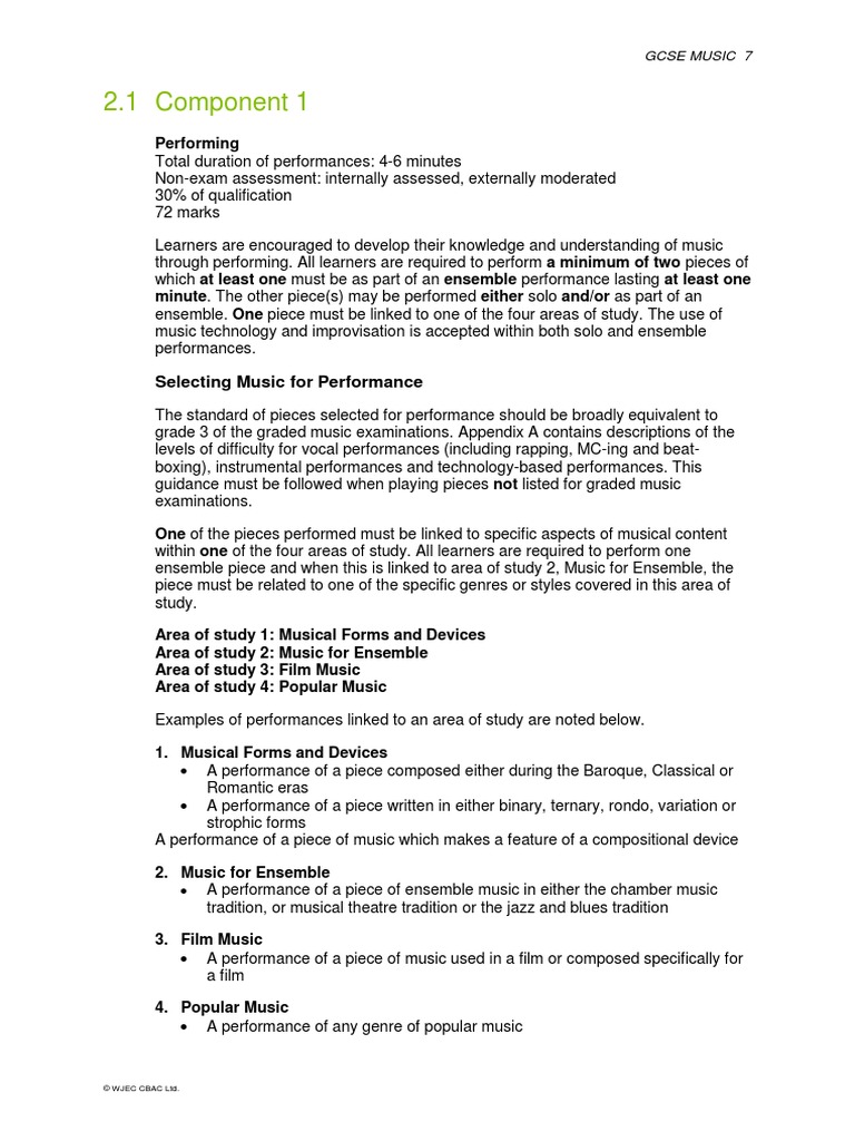 Eduqas Music GCSE Performance Guidelines | PDF | Musical Compositions ...